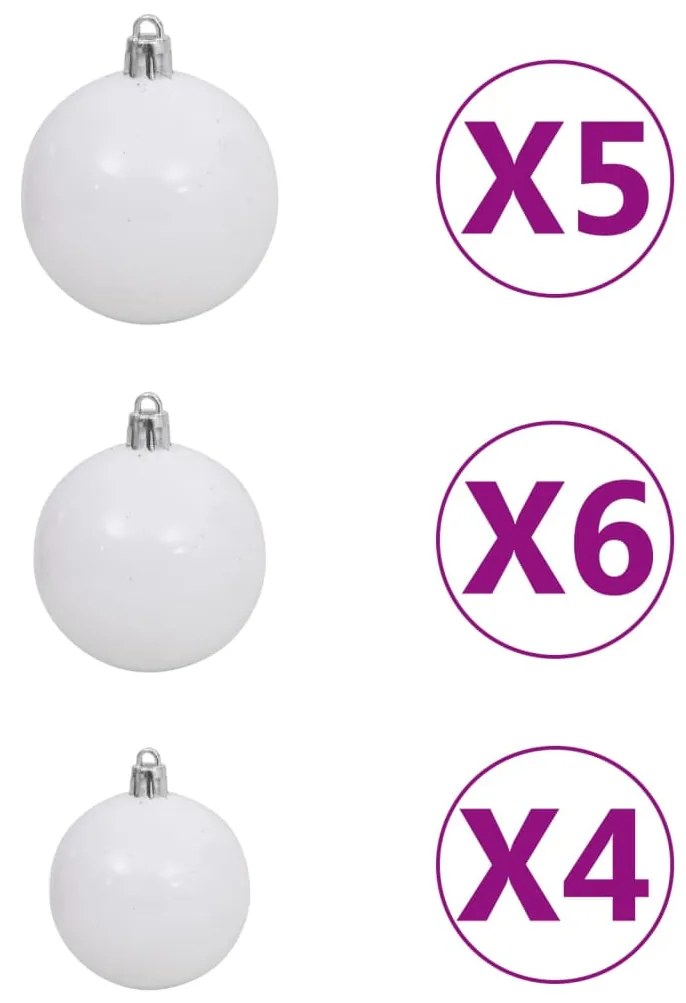 vidaXL Umělý vánoční stromek s LED a sadou koulí 90 cm zelený