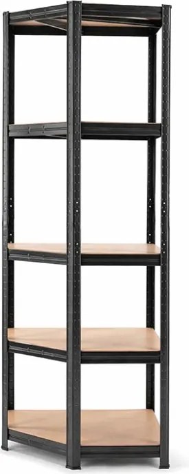 Akce 20x Regál 180x90x40 cm rohový lakovaný 5-policový, nosnost 875 kg - černý
