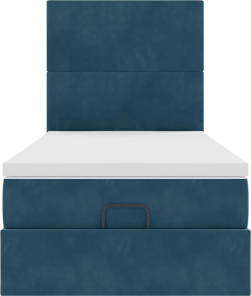 Osmanský rám postele s matracemi tmavě modrá 80x200cm samet 3313365