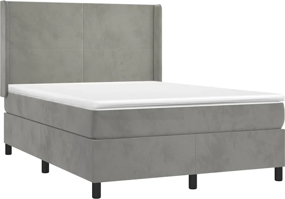 Box spring postel s matrací světle šedá 140x190 cm samet 3132555