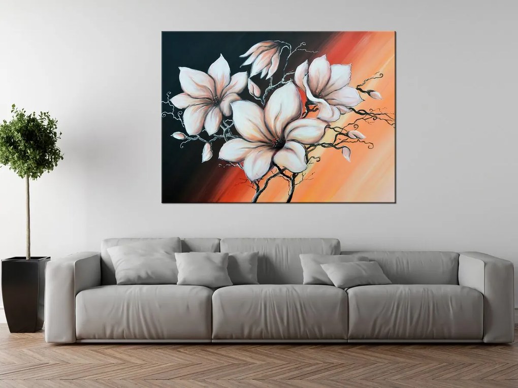 Gario Ručně malovaný obraz Magnolie při západu Rozměry: 70 x 100 cm