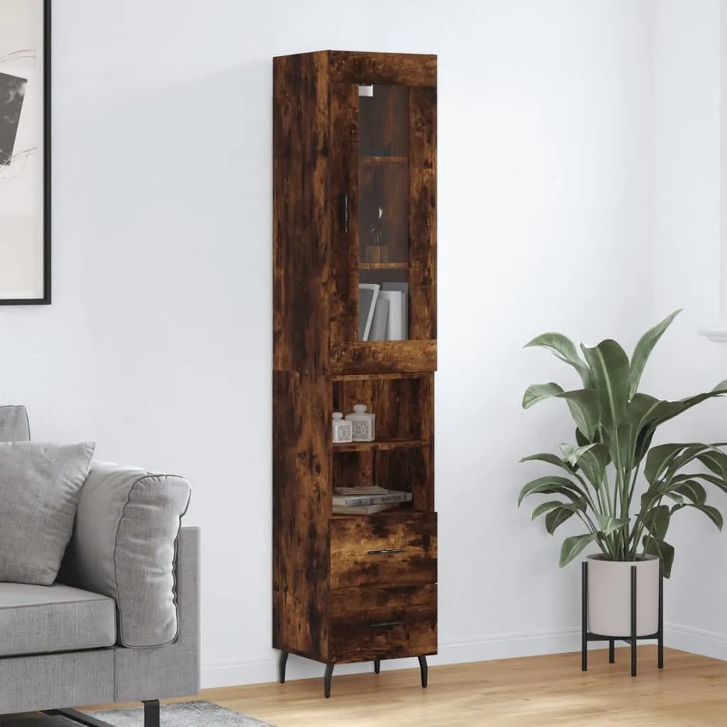 vidaXL Skříň highboard 34,5 x 34 x 180 cm kompozitní dřevo [3199314] Barva: Černá