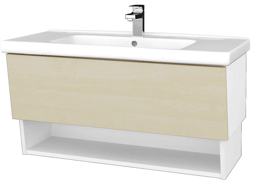 Dřevojas Koupelnová skříň INVENCE SZZO 100 (umyvadlo Harmonia) Varianta: L01 Bílá vysoký lesk / D01 Beton
