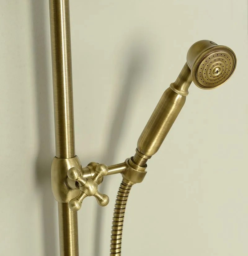 Reitano Rubinetteria, ANTEA sprchový sloup k napojení na baterii, hlavová a ruční sprcha, bronz, SET036
