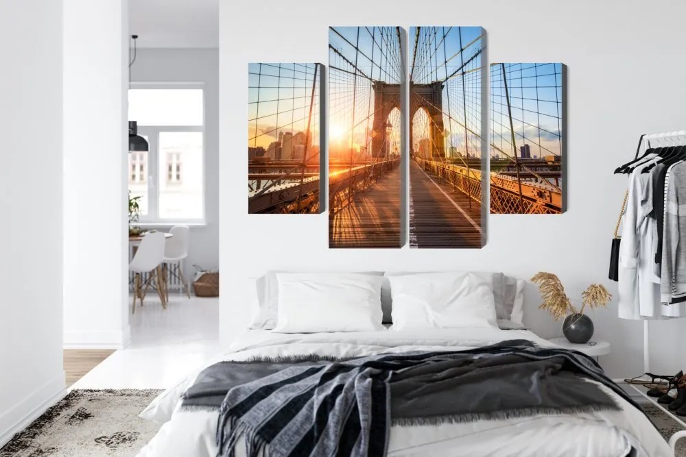 Vícedílný obraz Brooklynský Most V New Yorku Nedostatek Nedostatek Přírodní plátno 120x90