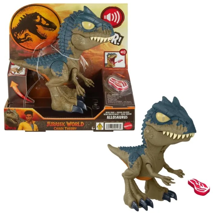 Mattel jurský svět řvoucí allosaurus, hvb45