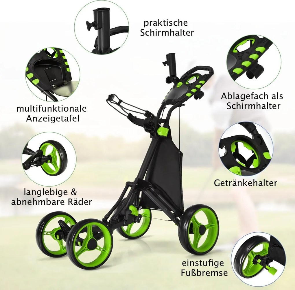 Costway Golfový vozík se 4 koly Golfový vozík Golfový skládací