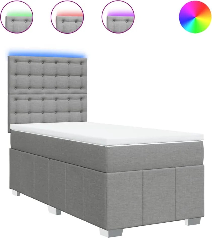 Box spring postel s matrací světle šedá 90x200 cm textil 3293865