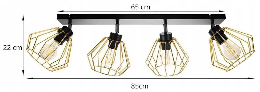 Stropní svítidlo NUVOLA 1, 4x zlaté drátěné stínítko, (výběr ze 2 barev konstrukce - možnost polohování)