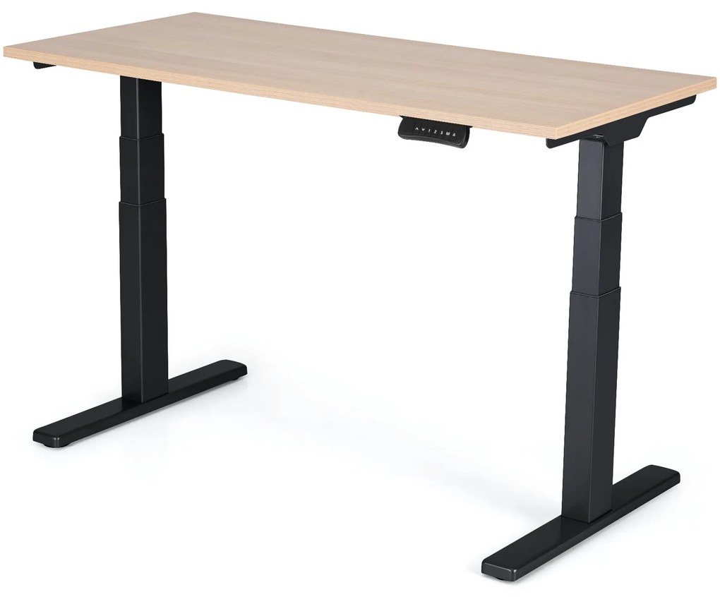 Výškově nastavitelný stůl Liftor 3segmentové nohy premium černé,   deska 1380 x 650 x 25 mm dub sorano