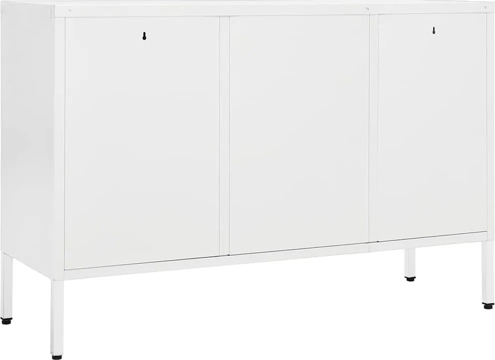 Příborník bílý 105 x 35 x 70 cm ocel a tvrzené sklo 336077