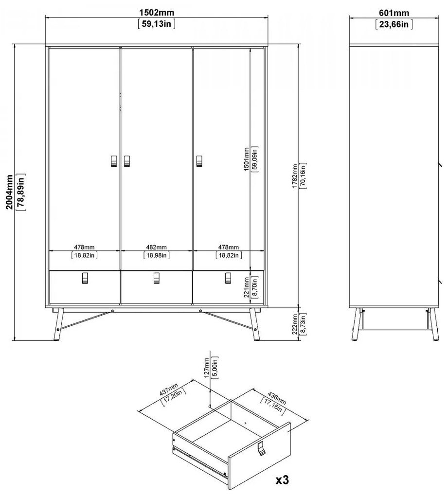 Tvilum Skříň Rain černý MAT/ořech