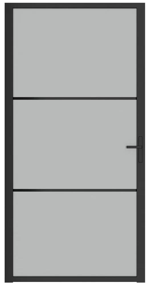 Interiérové dveře 102,5 x 201,5 cm černé matné sklo a hliník