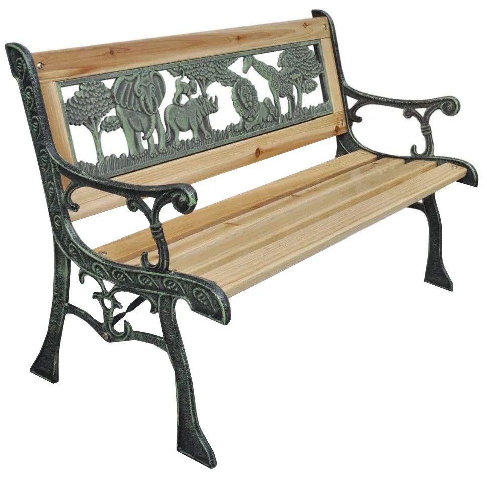 Dětská zahradní lavička NADAZA dřevo / kov