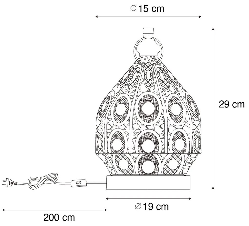 Orientální stolní lampa zlatá 19 cm - Mowgli