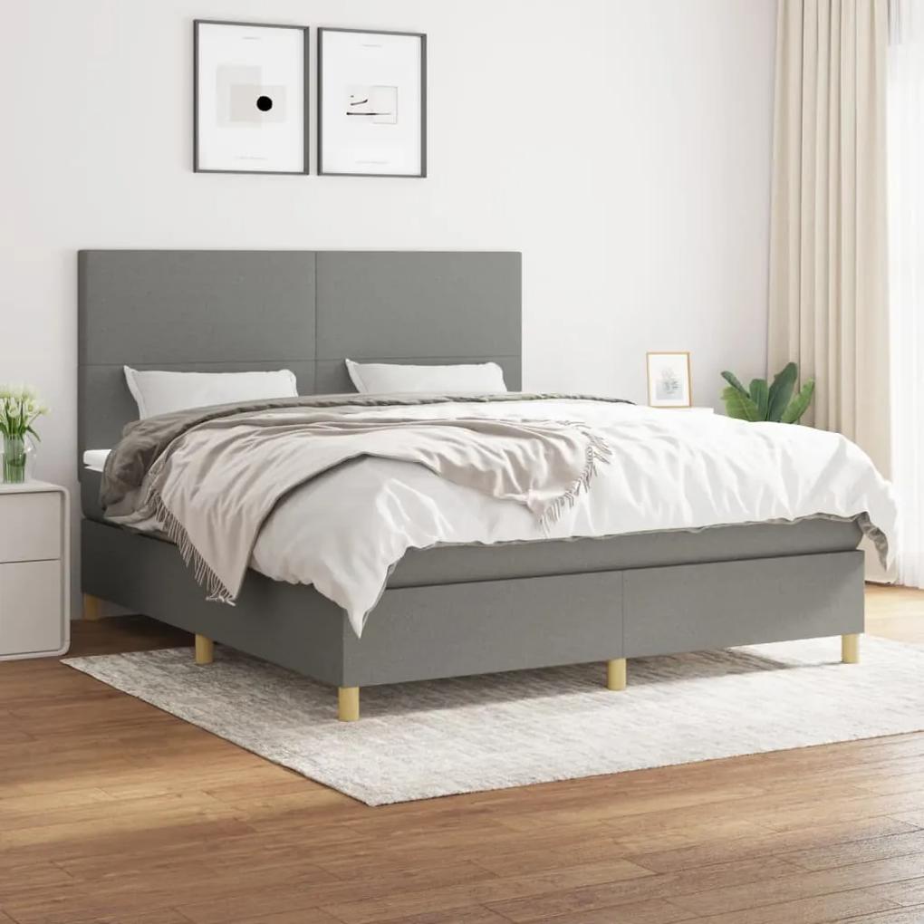 Box spring postel s matrací tmavě šedá 160x200 cm textil,  3142186