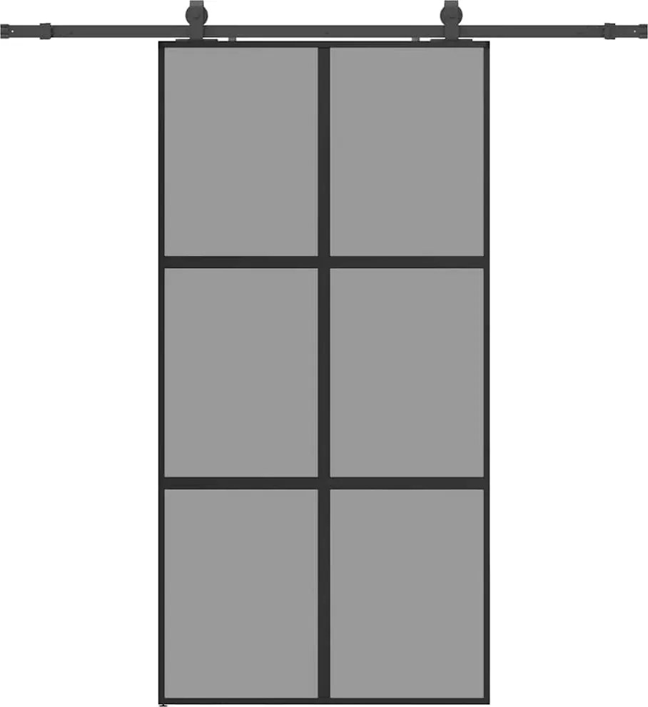 Posuvné dveře se sadou kování černé 102,5x205 cm Tvrzené sklo 3375888