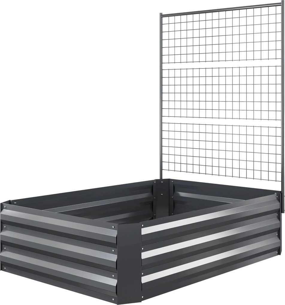 Outsunny Velký Zahradní Květináč z Pozinkované Oceli s Trellis pro Popínavé Rostliny a Otevřenou Základnou pro Terasu nebo Balkon 80x115x125 cm Tmavě