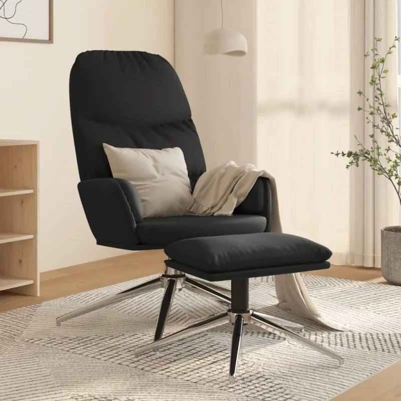 Relaxační křeslo se stoličkou černé umělá semišová kůže,  3097379  HangarStore.cz