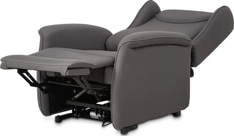 TV křeslo ušák MARLON s elektrickým polohováním — šedá látka, 2 motory, nosnost 130 kg Autronic