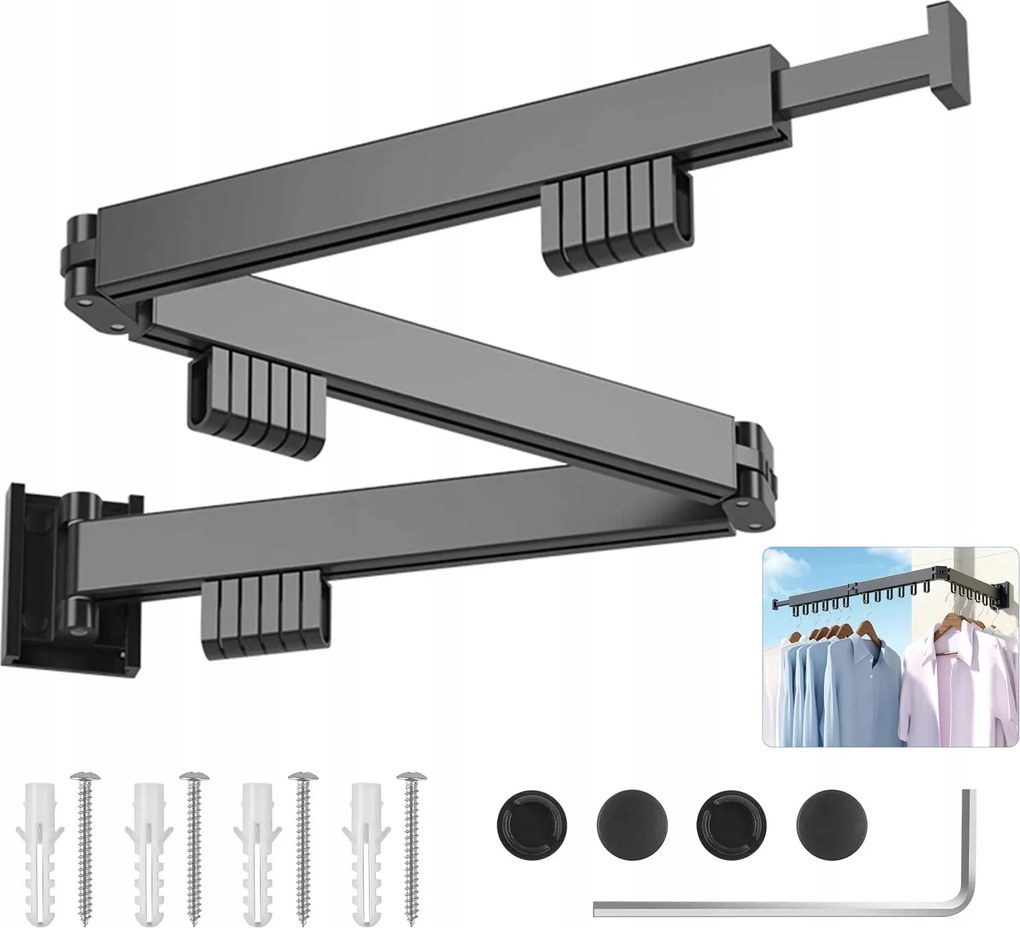 Výsuvný 3-STUPŇOVÝ Skládací Věšák Na Oblečení S Háčky, 120 CM