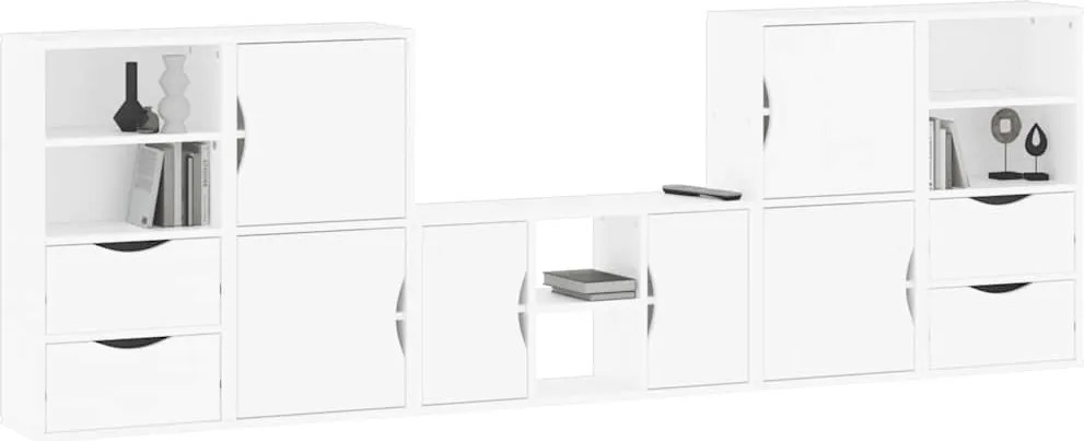 5 kusů TV skříněk s úložným prostorem bílá Borovicový masiv 3365375