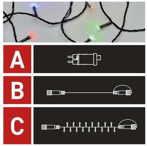 Propojovací vánoční řetěz se zdrojem EMOS Connecting D1AM01 ZY2279 startovní sada pro spojovací řetězy 10m multicolor