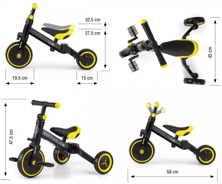 Odrážedlo/tříkolka 3v1 Optimus Pink