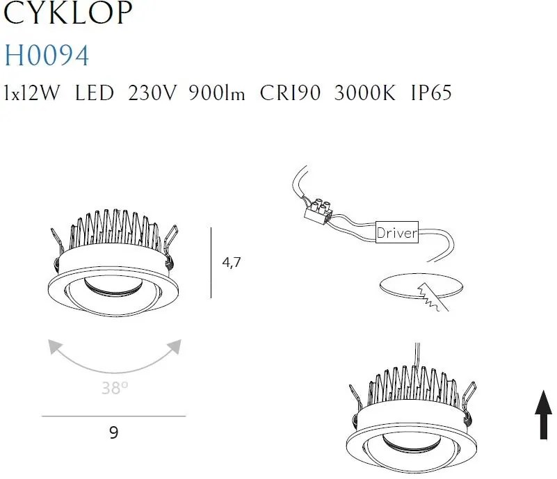 Maxlight H0094 CYCLOP Zápustné svítidlo IP65, bílé