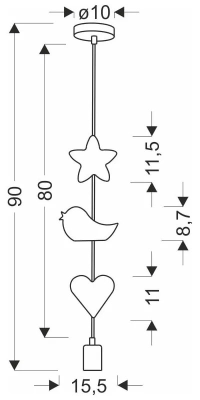 Bílo-růžové dětské svítidlo s kovovým stínidlem Single – Candellux Lighting