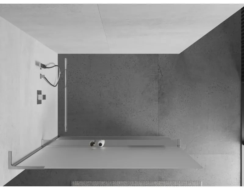 Mexen Kioto+ L, sprchová zástěna Walk-In s poličkou a věšákem 90 x 200 cm, 8mm sklo námraza, chromový profil, 800-090-123-01-30