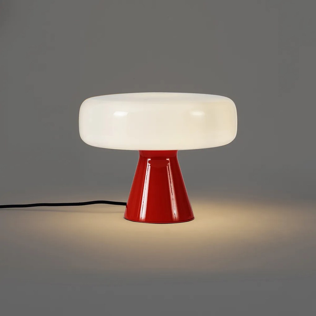 Retro stolní lampa červená s bílou - Knob