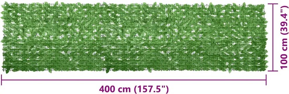 Balkónová zástěna s zelenými listy 400 x 100 cm 315500