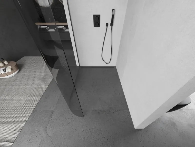 Mexen Kioto, sprchová zástěna Walk-In 80 x 200 cm, 8mm čiré sklo, grafitový profil, 800-080-101-66-06