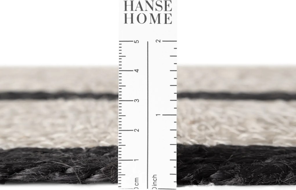 Hanse Home, Kusový koberec Jute Braided 106331 Natural Black kruh, 200x200 (průměr) kruh, černobílá, chodba / předsíň