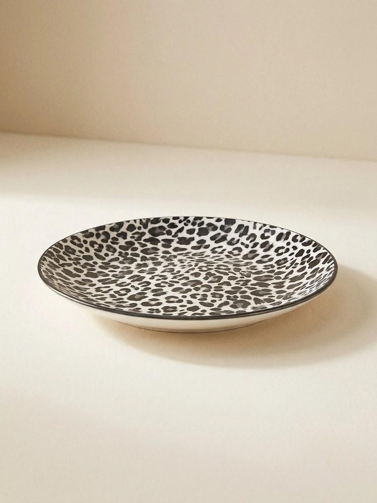 Sinsay - Keramické talíře s leopardím vzorem 2 pack - černá