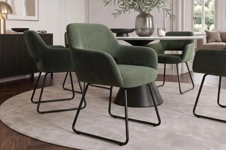Designová jídelní židle Derrick zelený manšestr