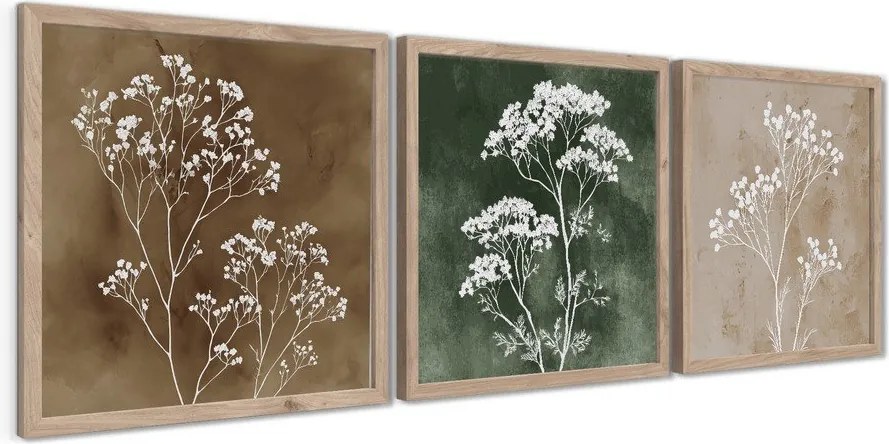 Obrazy v sadě 3 ks 30x30 cm Floral Imprint – Styler