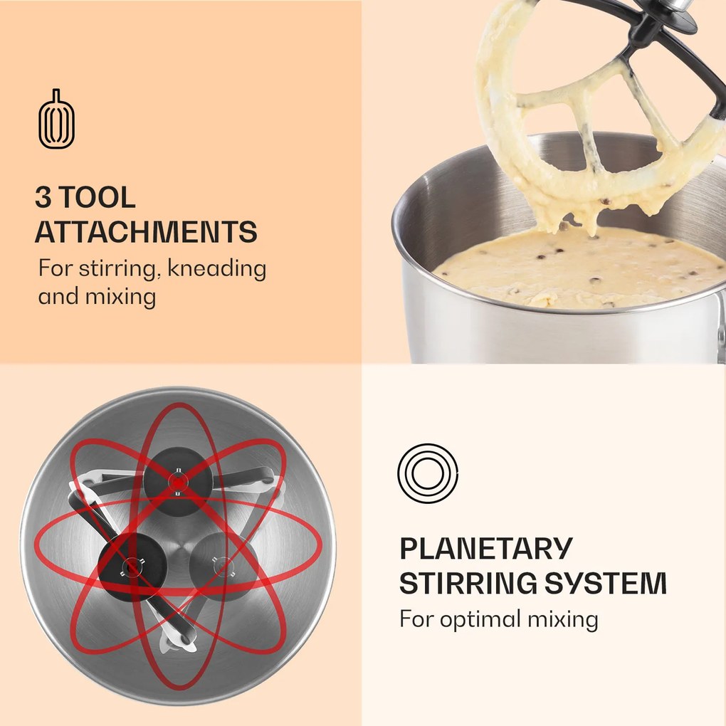 Klarstein Lucia, kuchyňský robot, mixér, mlýnek, 1800 W, 2,7 HP, 5 l, nerezová ocel, bez BPA