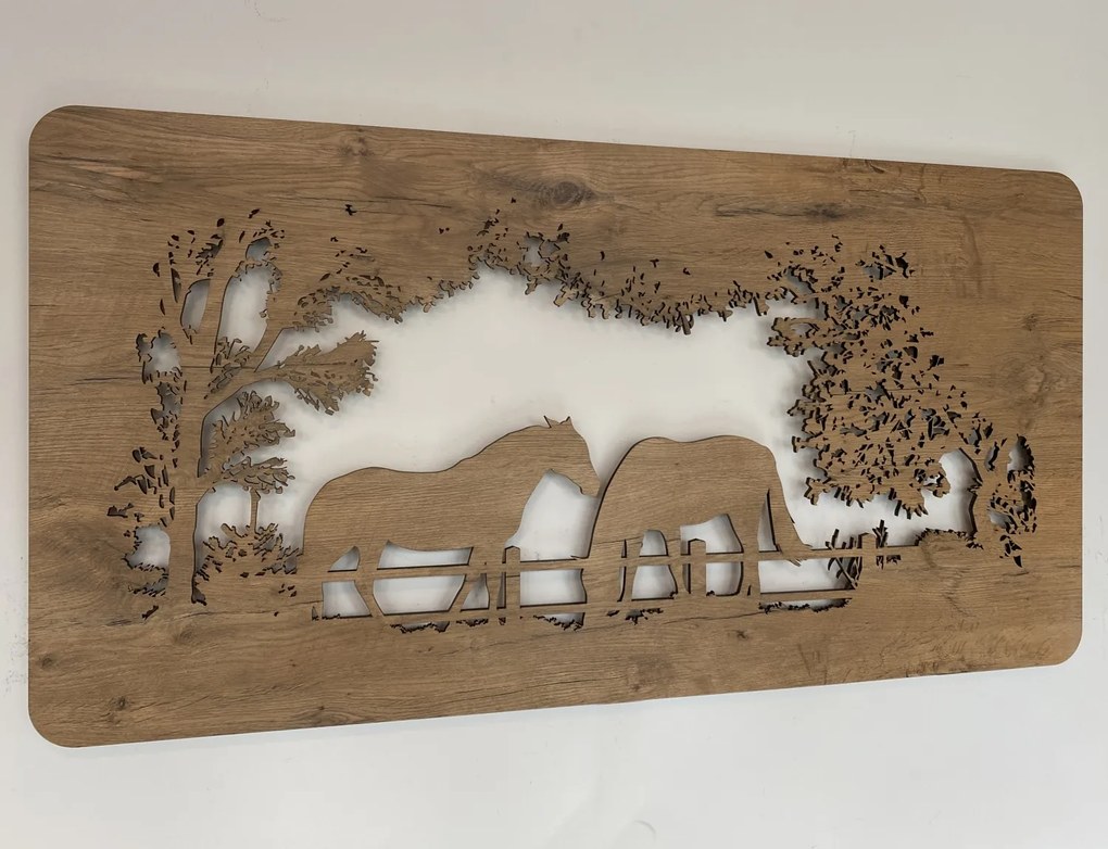 Li-Go "Koně" světelný obraz 230V 120x60 cm provedení povrchu: jedle