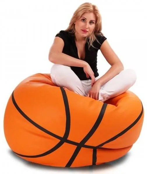 Sedací vak Basketbalový míč ekokůže TiaHome - svetlo sivá