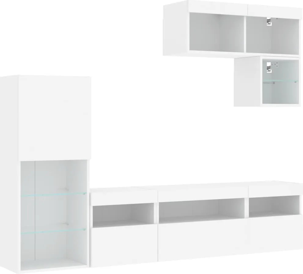 6dílná obývací stěna s LED osvětlením bílá kompozitní dřevo 3216732