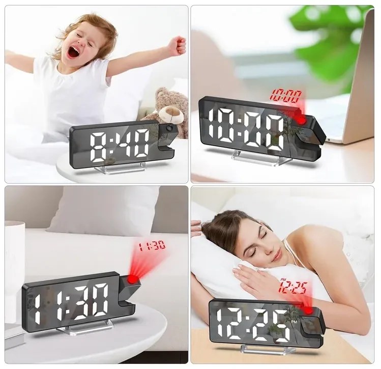 Projekční digitální budík DZ-673 s velkým 7,9" LED displejem