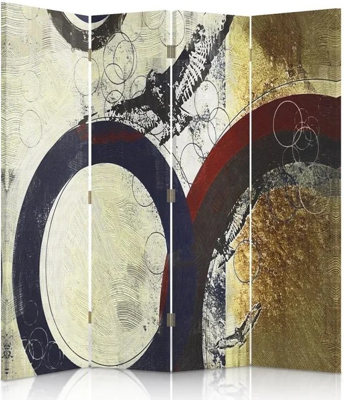 Paraván - Abstract Circle | čtyřdílný | oboustranný 145x150 cm