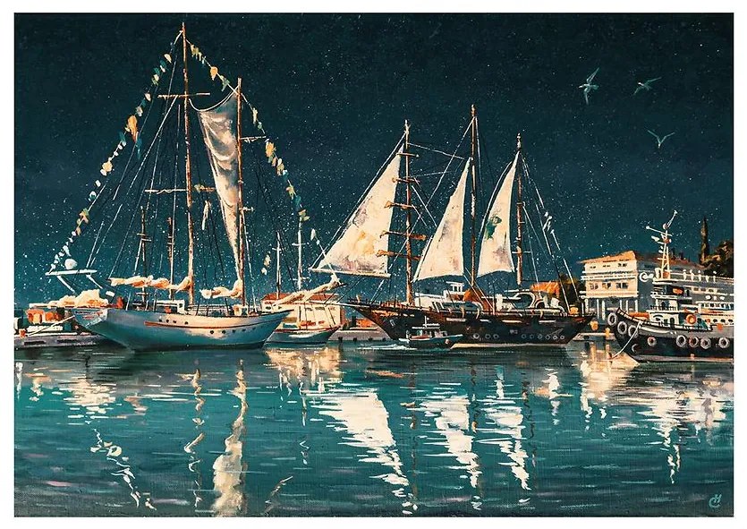 Obraz Canvas 60x80 ST658 Night Ships CA-13935