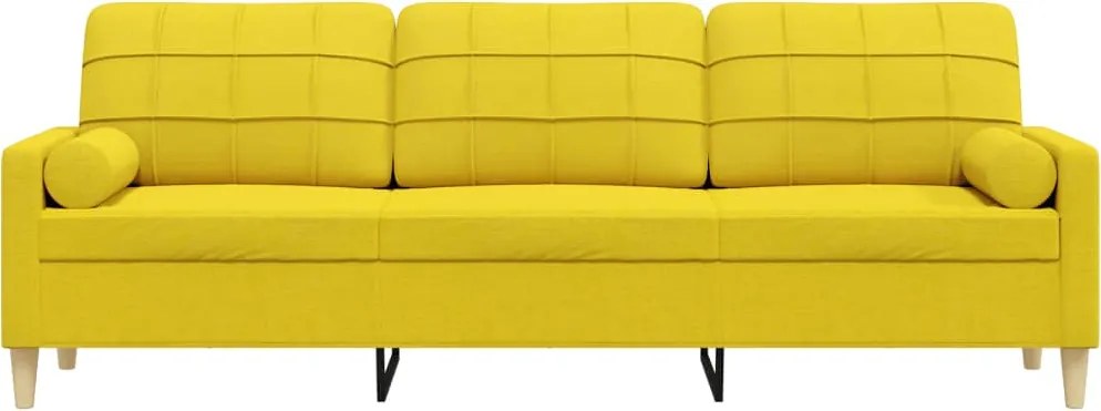 3místná pohovka s polštáři světle žlutá 210 cm textil 3278206