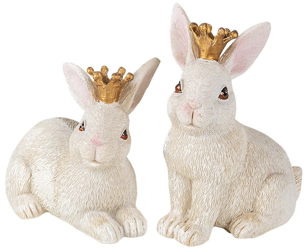 Sada 2ks dekorace králík s korunou - 8*9*12 / 12*8*10 cm