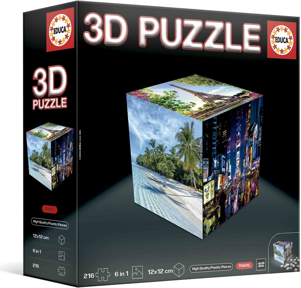 Educa 3d puzzle kostka cestování 216 dílků