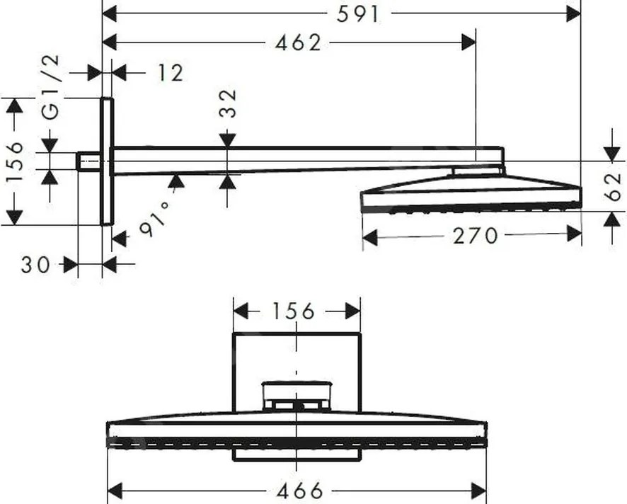 Hansgrohe Rainmaker Select, hlavová sprcha 460 1jet se sprchovým ramenem, černá/chromová, HAN-24003600