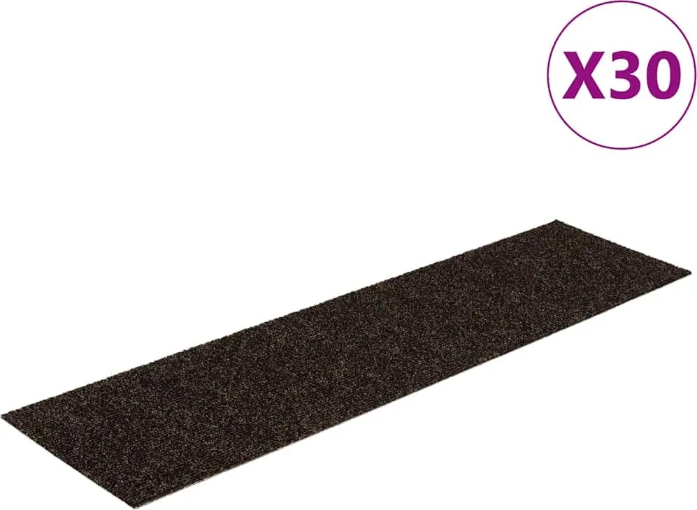Schodové rohože samolepicí 30 ks 76 x 20 cm tmavě hnědé obdélníkové 3365728